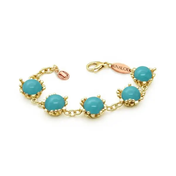 UNALOE Ribes Amazonite Bracelet In Gold Vermeil - Gold/blue