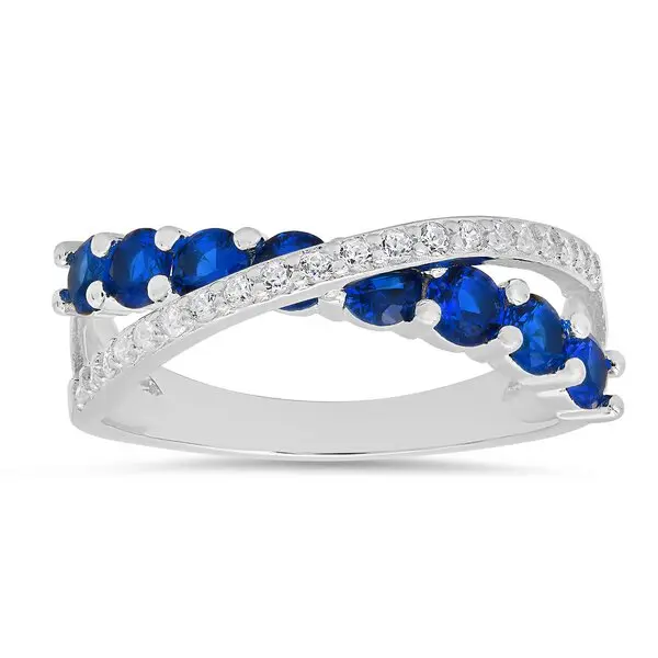 KYLIE HARPER Sterling Sapphire Crossover Ring - Silver