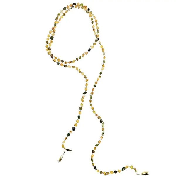 FARRA Unpolished Tourmaline Long Necklace - Yellow