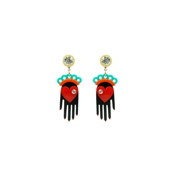 GISSA BICALHO Handmade Acrylic Dangle Earrings - Black