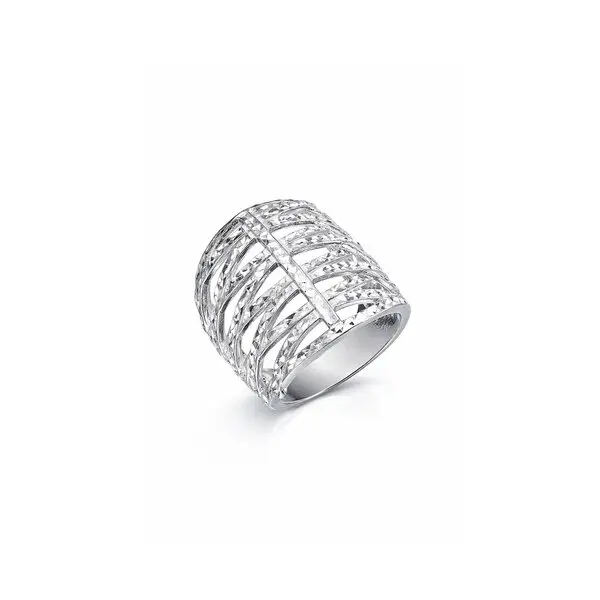 GOLD & HONEY Diamond Cut Crossover Ring - Silver