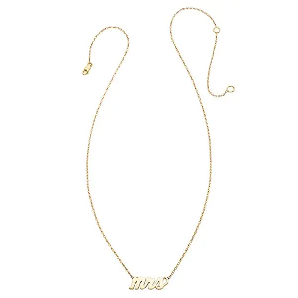 HEATHER HAWKINS Fourteen Karat Yellow "mrs" Script Necklace - Gold