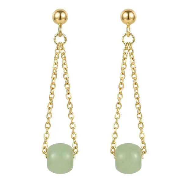 SEREE Zodiac Collection Libra Jade Drop Earrings - Green