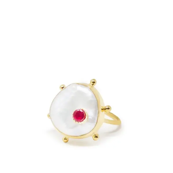 VINTOUCH ITALY Rebel Rebel Pink Ruby Ring - Gold