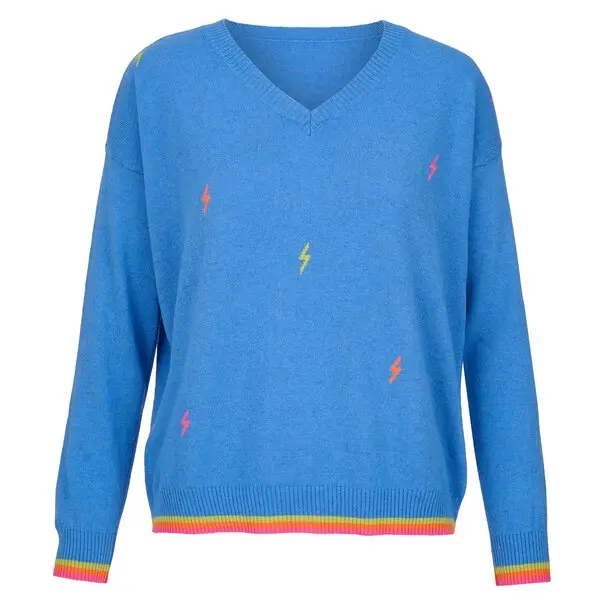 AT LAST... Cashmere Mix V-neck Striped Sweater