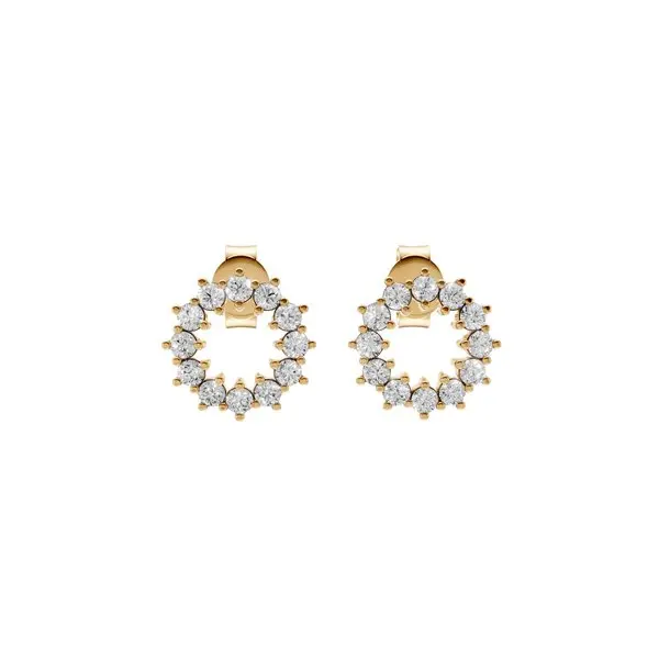 AYA FINE JEWELRY 14k Solid Gold Lab Grown Diamond Circle Stud Earrings - Yellow