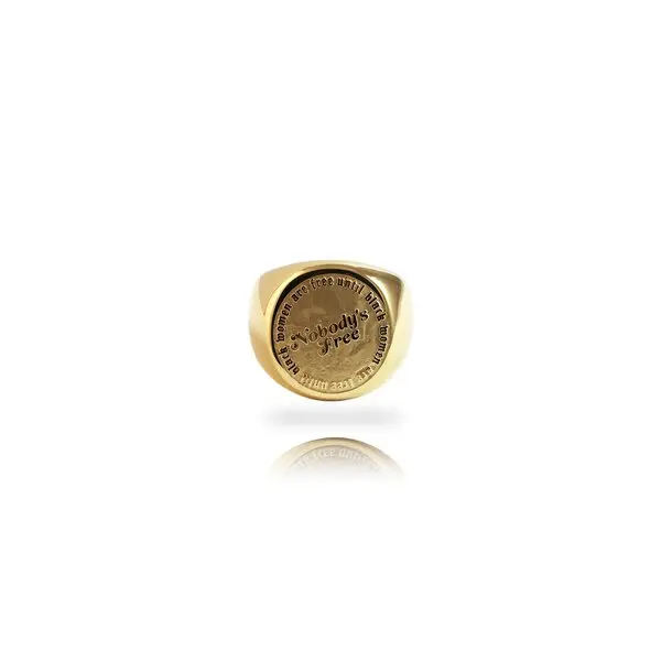 SUCRÉ COUTURE Nobody's Free Until Black Are Free Signet Ring - Gold