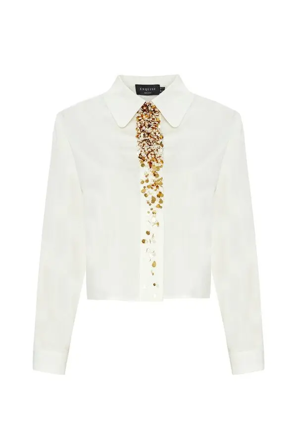 EXQUISE Embroidered Cotton Shirt
