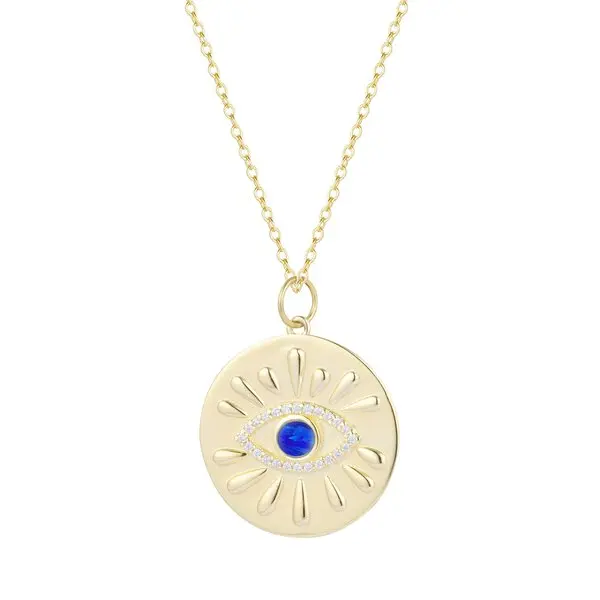KAMARIA Evil Eye Opal Medallion Necklace - Blue