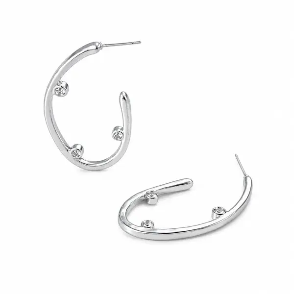 RARE MATTERS JEWELRY Sculpted Curve Hoop Earrings - Silver