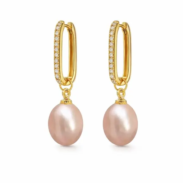 NINEMOO Gleaming Zircon Pearls Earrings - Pink