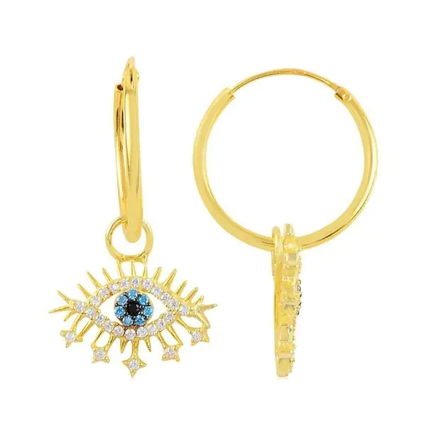 SPERO LONDON Evil Eye Hoop Earrings - Gold