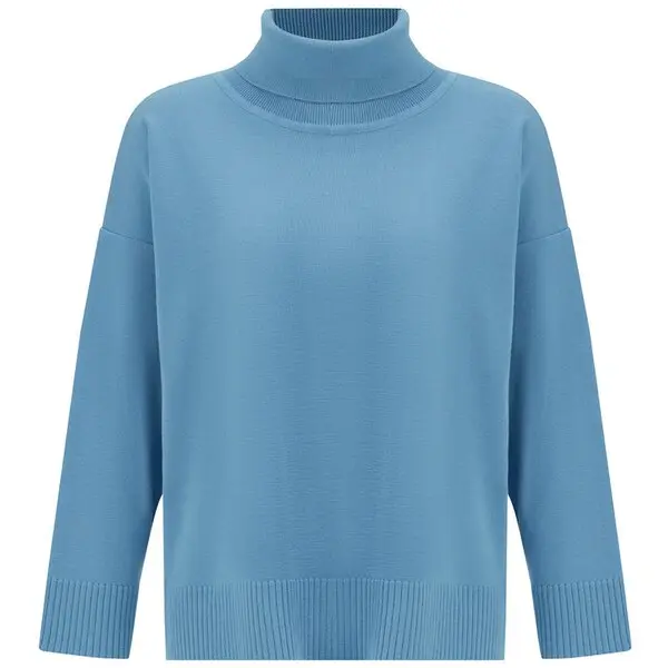 PERALUNA Wide Roll Neck Knitwear Pullover - Blue