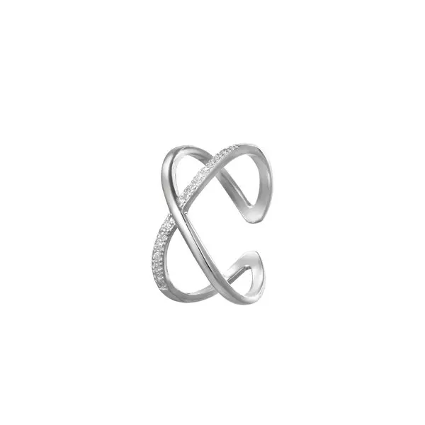 EVERY WAVE Orbit Pavé Crossover Sterling Ring