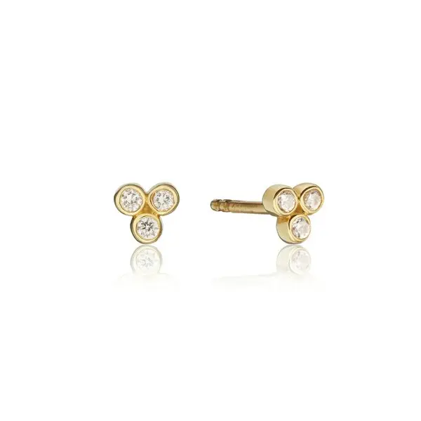 LILY & ROO Diamond Style Pyramid Stud Earrings - Gold