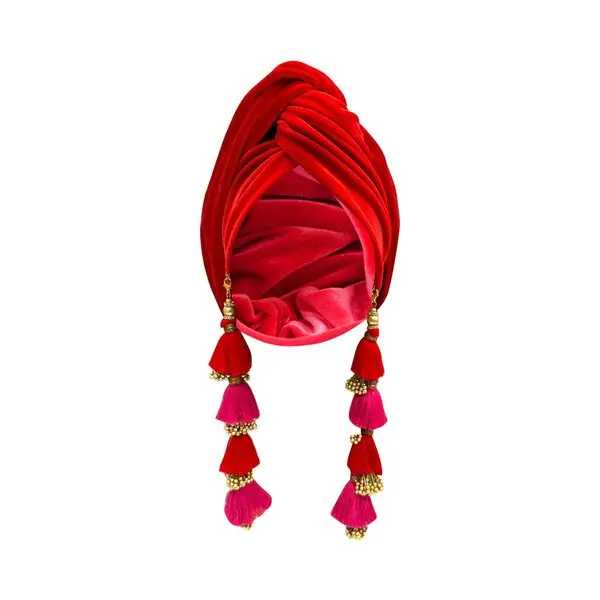 JULIA CLANCEY Ruby Dorado Velour Turban - Red
