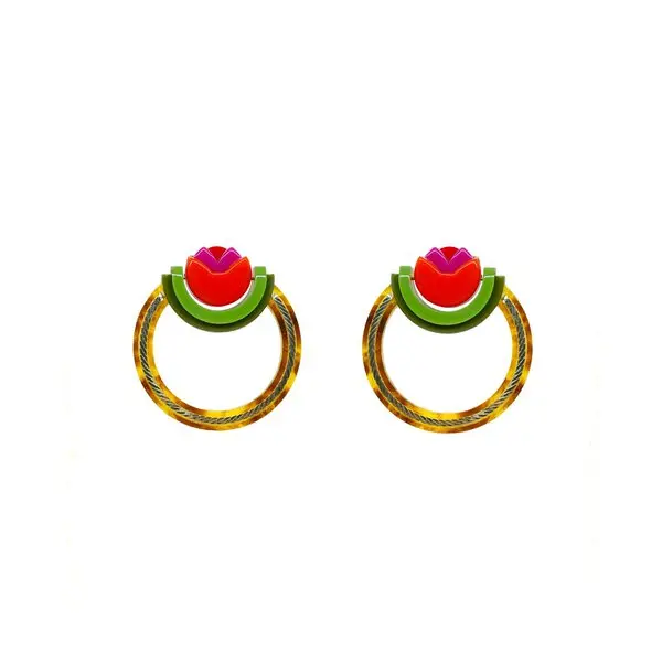 GISSA BICALHO Handmade Acrylic Tulip Hoop Earrings - Brown