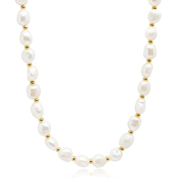 NIALAYA JEWELRY Baroque Pearl Necklace - White