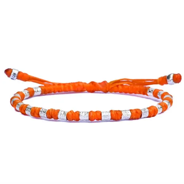 HARBOUR UK BRACELETS Bracelet With Hammered Silver Beads - Orange