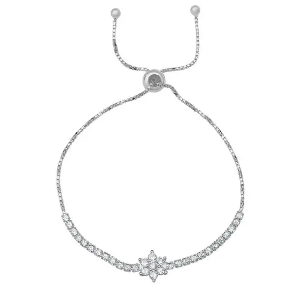 KYLIE HARPER Sterling Floral Cz Bracelet - Silver
