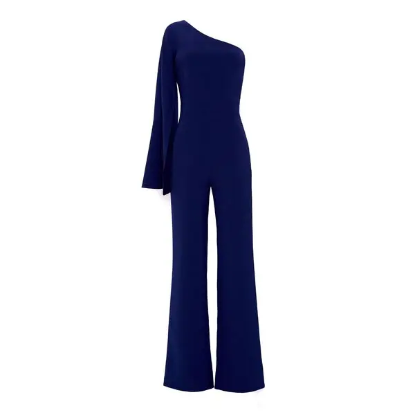 NOMI FAME Sophi Royal One-shoulder Jumpsuit - Blue