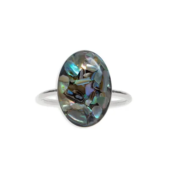 KATE KOEL Statement Abalone Shell Oval Ring - Yellow