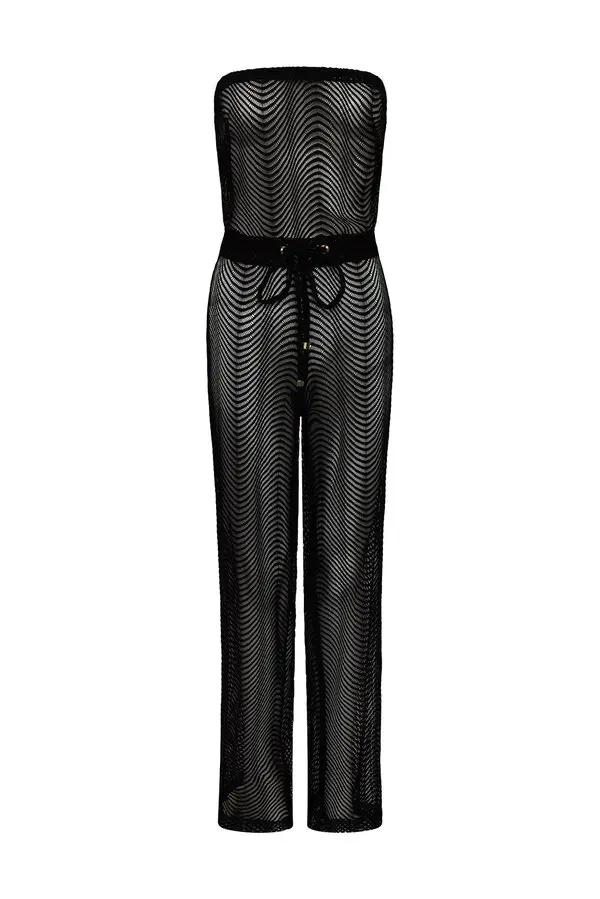LEYLA MAYA Hattie Bandeau Lace-look Jumpsuit - Black