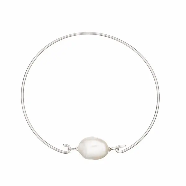LILY & ROO Sterling Pearl Bangle - Silver