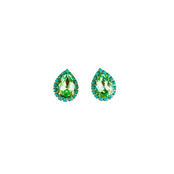 THE PINK REEF Pear Stud Earrings - Green