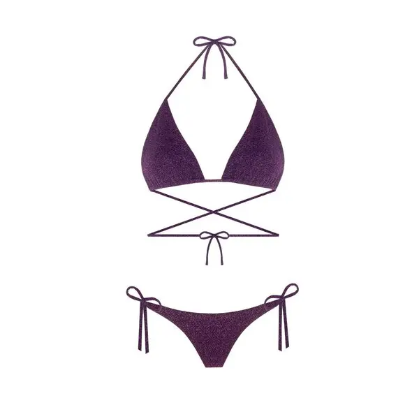 NUR KARAATA Triangle Sparkle Bikini Set - Purple