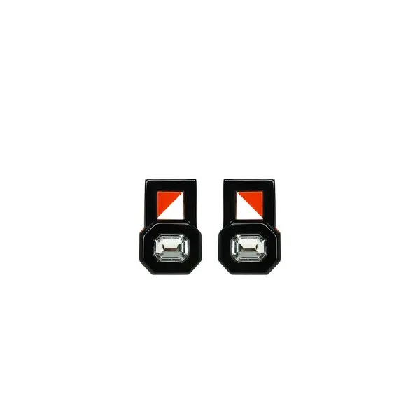 GISSA BICALHO Octagonal Stone Acrylic Earrings - Orange
