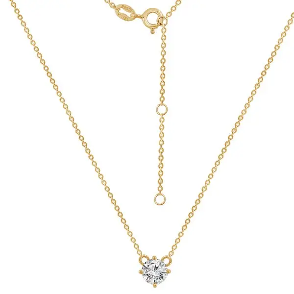 DIAMONBLISS Round Cut Solitaire Pendant Necklace - Yellow
