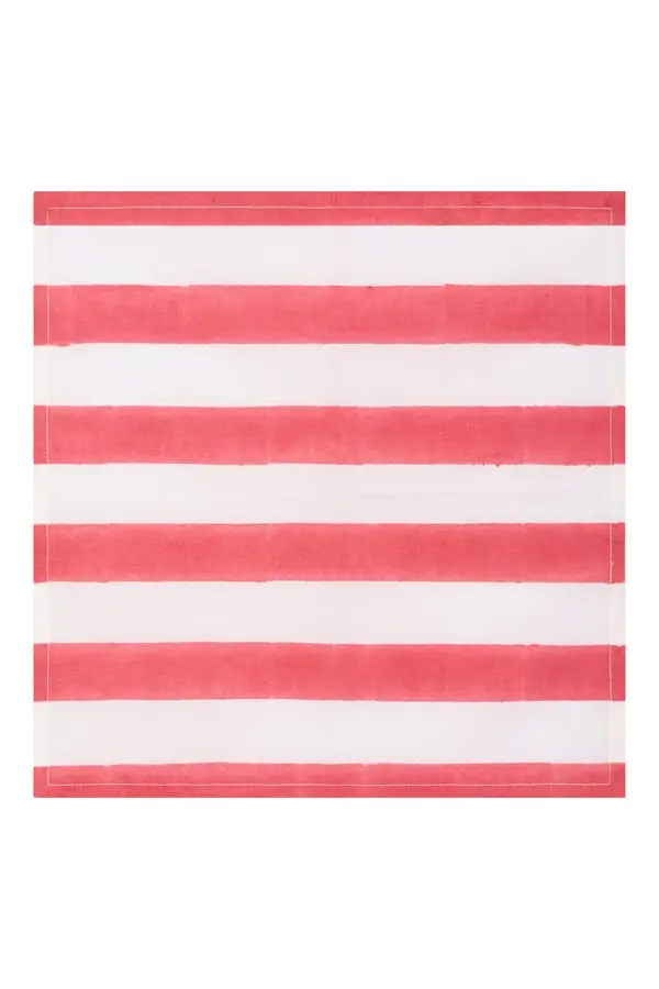 NOLOGO-CHIC Fresco Stripe Napkins Broad Stripe Napkin Set Cotton Coral - Red