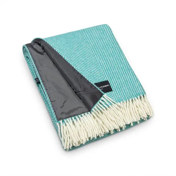 HEATING & PLUMBING LONDON Pure New Wool Picnic Blanket Cornish Cove - Blue