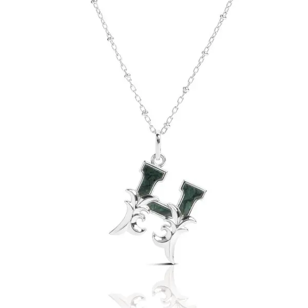 KASUN LONDON Letter Pendant Necklace - Silver/green