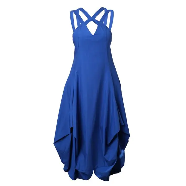 METAMORPHOZA Asymmetric Long Cotton Dress - Blue