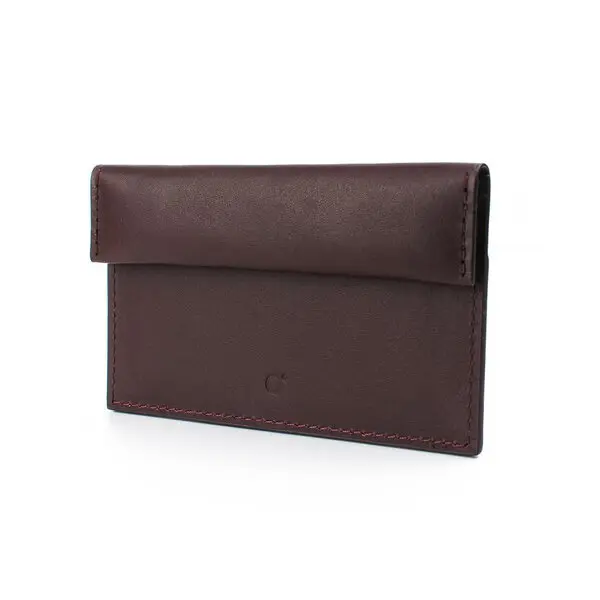GODI. Handmade Compact Leather Coin And Card Holder Oxblood - Red