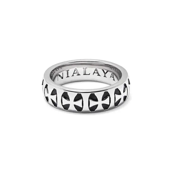 NIALAYA JEWELRY Iron Cross Stainless Steel Ring - Silver