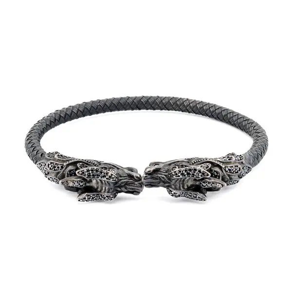 EBRU JEWELRY Dragon Force Sterling Silver Bracelet - Black/silver
