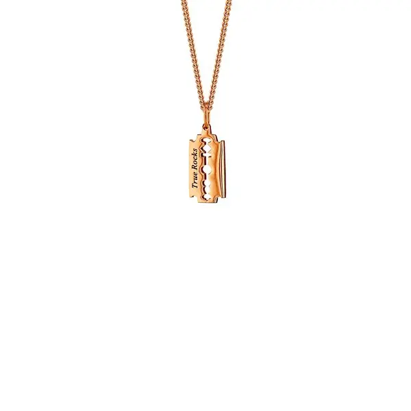 TRUE ROCKS Mini Razor Blade 18kt -plated Pendant - Rose Gold