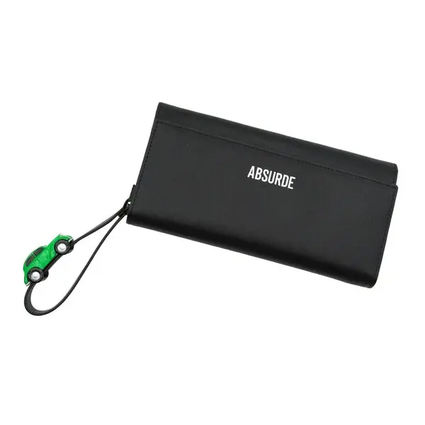 ABSURDE Black / Green Parking Black Leather Bifold Wallet - Black/green