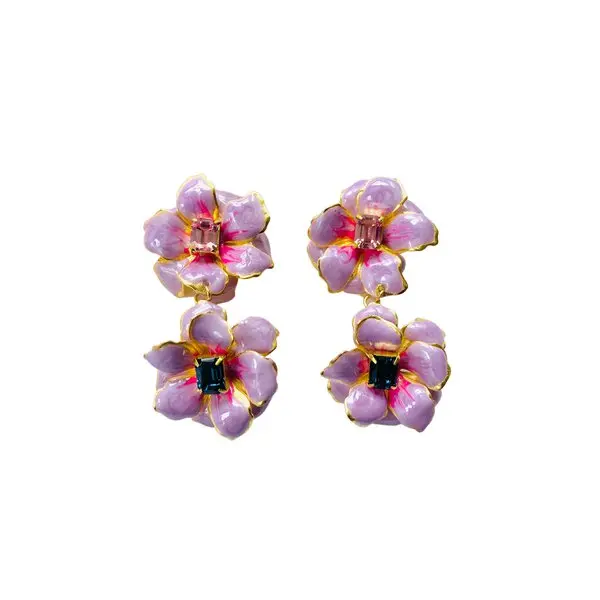 THE PINK REEF Double Drop Earrings - Purple