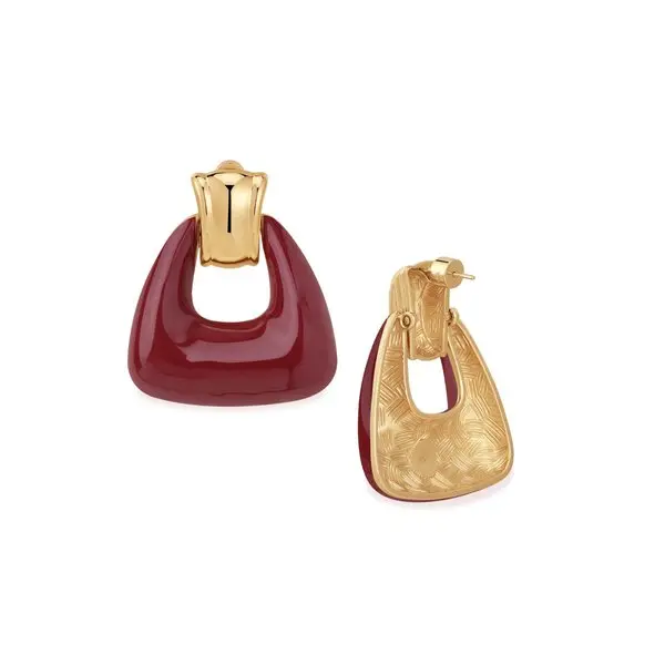 RETRO CHIC Red / Gold Ostuni Red Earrings - Red/gold