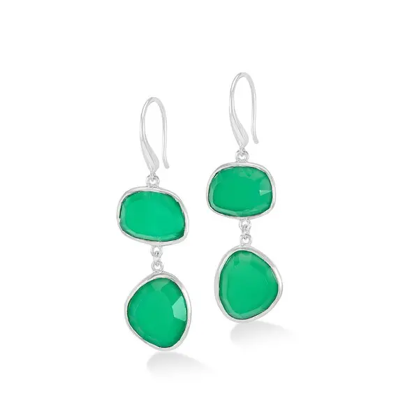 DOWER & HALL Drop Earrings With Green Onyx - Silver