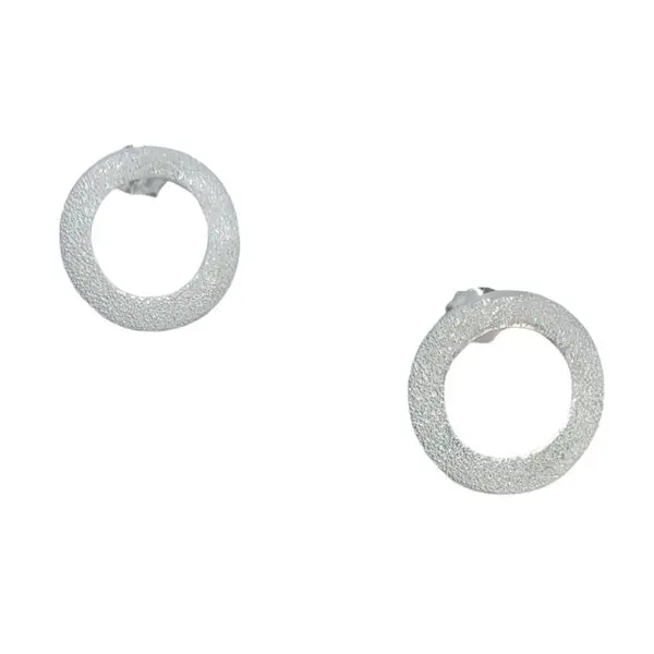 TG-JEWELLERY BY TAMARA GERVASIO Circle Satin Stud Earrings - Silver