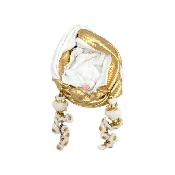 JULIA CLANCEY Zia En Ivory Mestiza Reversible Turban - Gold