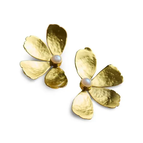 ROZ Mira Flower Earrings - White