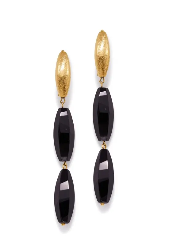 JAREDJAMIN Zeppelin Isla Onyx Post Earrings - Gold/black