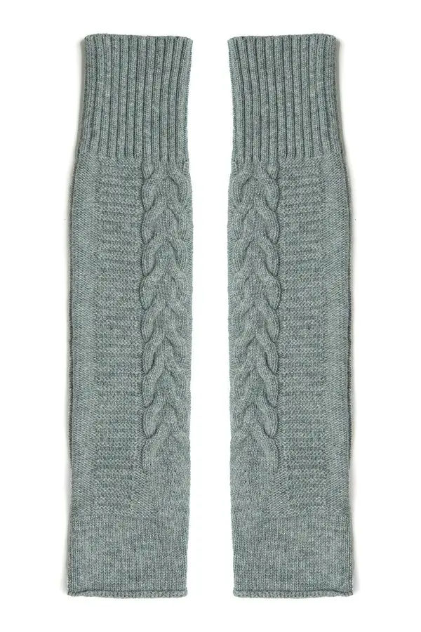 PERALUNA Long Fingerless Cable Knit Arm Warmers - Grey