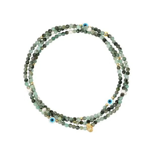KARMA AND LUCK Captivating Spirit Emerald Wrap Bracelet - Green